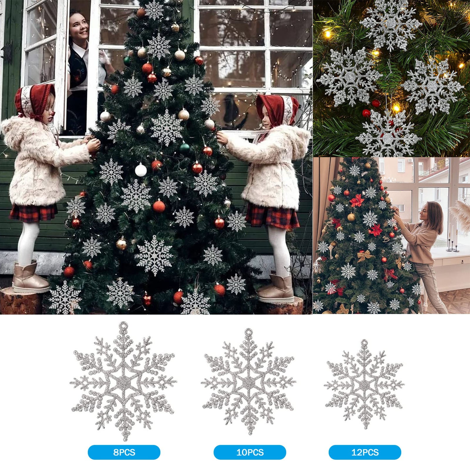 Christmas Snowflake Artificial Wreaths, Plastic Silver Wreaths for ...