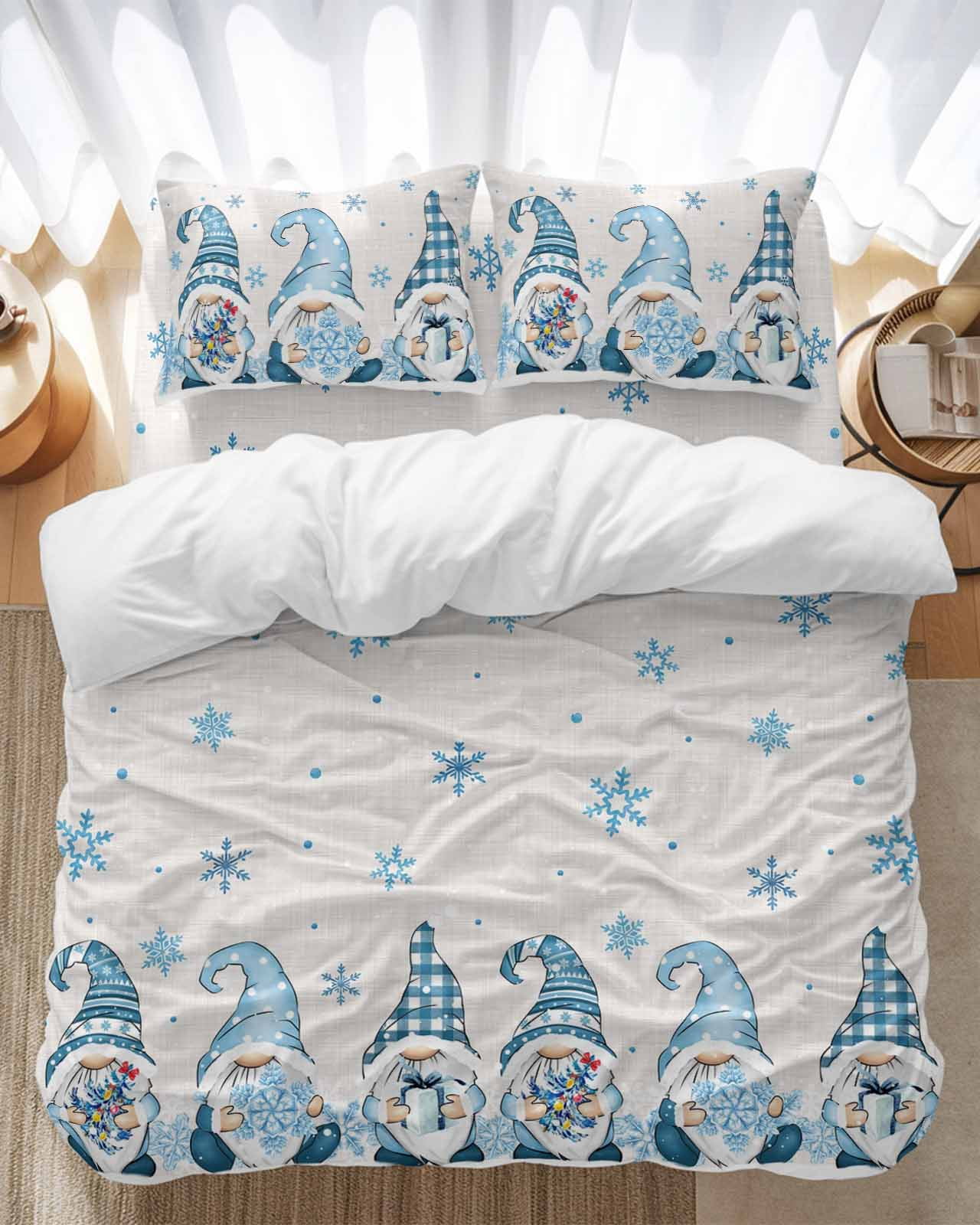 Christmas Snowflake Bedding Duvet Cover Set Queen Size 4 Pieces Dwarf ...