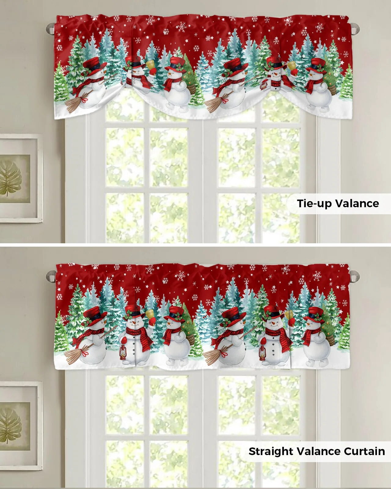 Christmas Snowflake Bird Snowman Window Curtain Living Room Kitchen ...