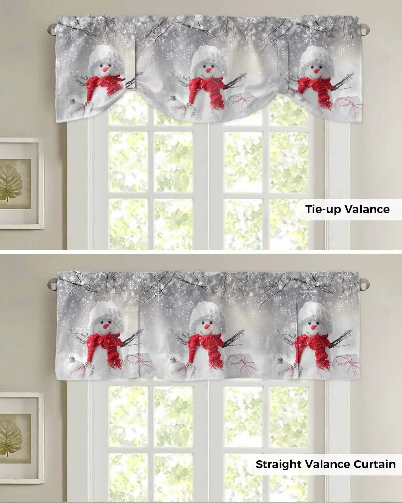 Christmas Snowflake Bird Snowman Window Curtain Living Room Kitchen ...