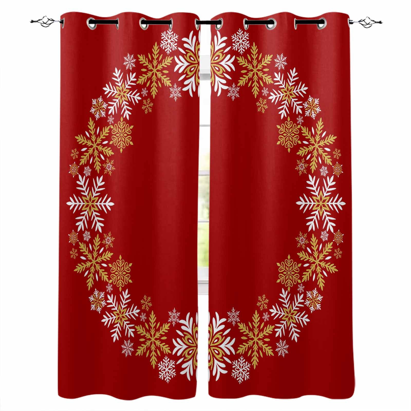 Christmas Snowflake Blackout Curtains for Bedroom/Living Room, Thermal ...