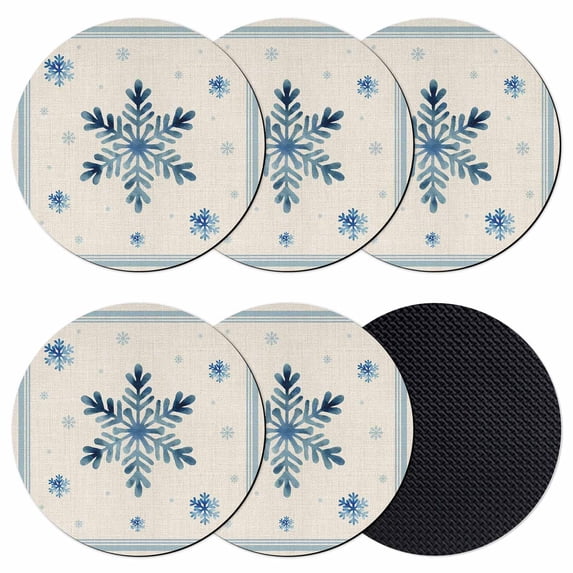 Christmas Snowflake Blue Coasters Set of 6, Absorbent Coasters for ...