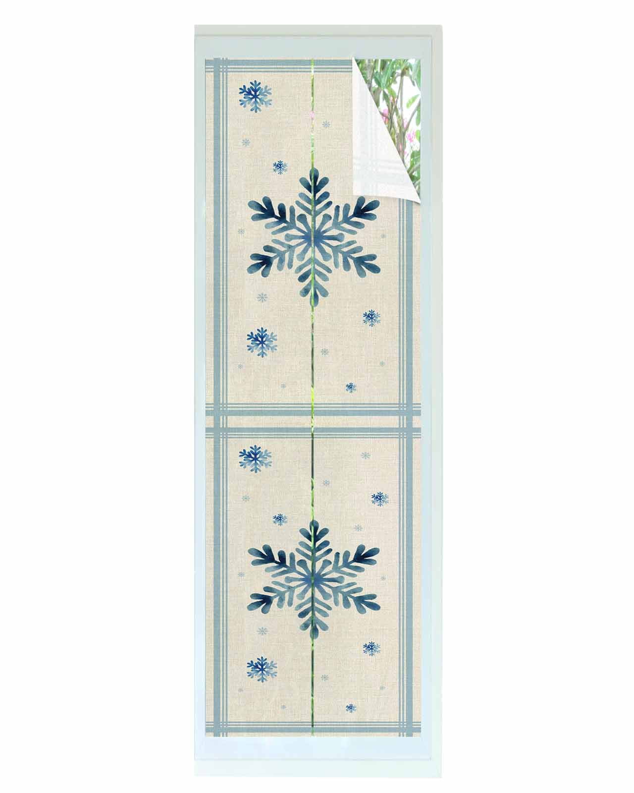 Christmas Snowflake Blue Window Privacy Film Stained Glass Window Film ...