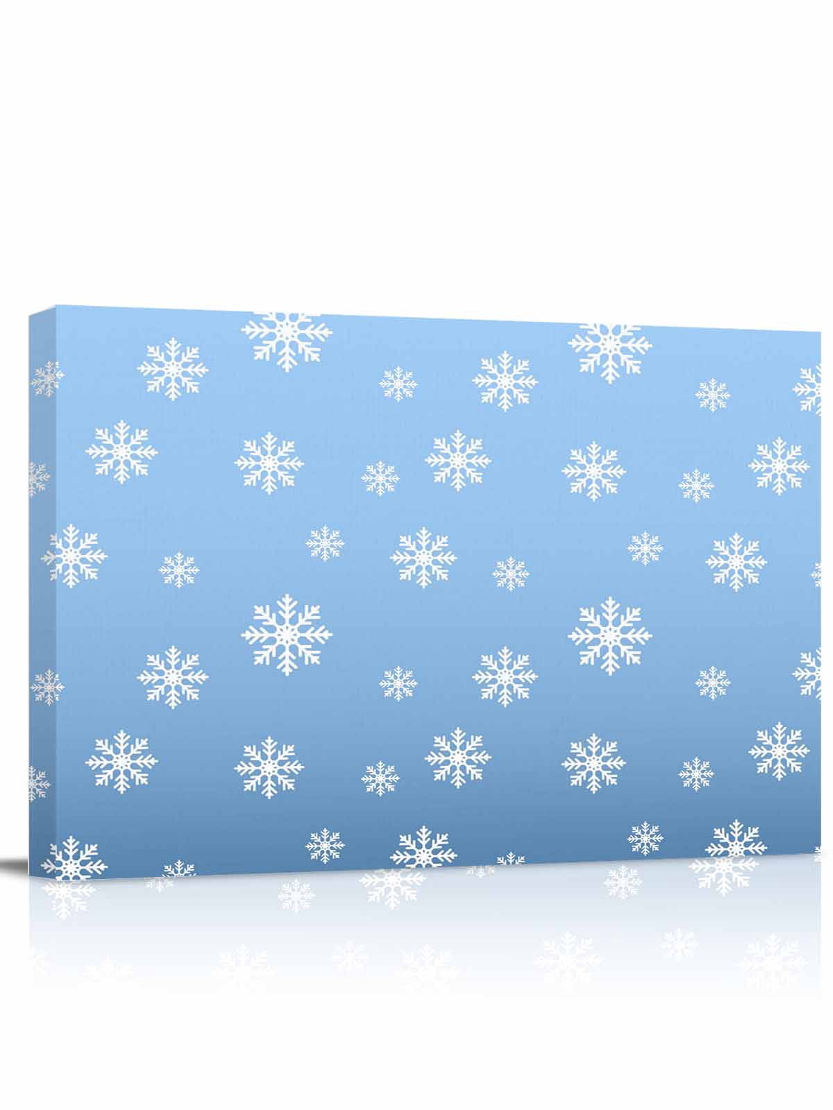 Christmas Snowflake Canvas Print Wall Art Winter Simple Light Blue ...