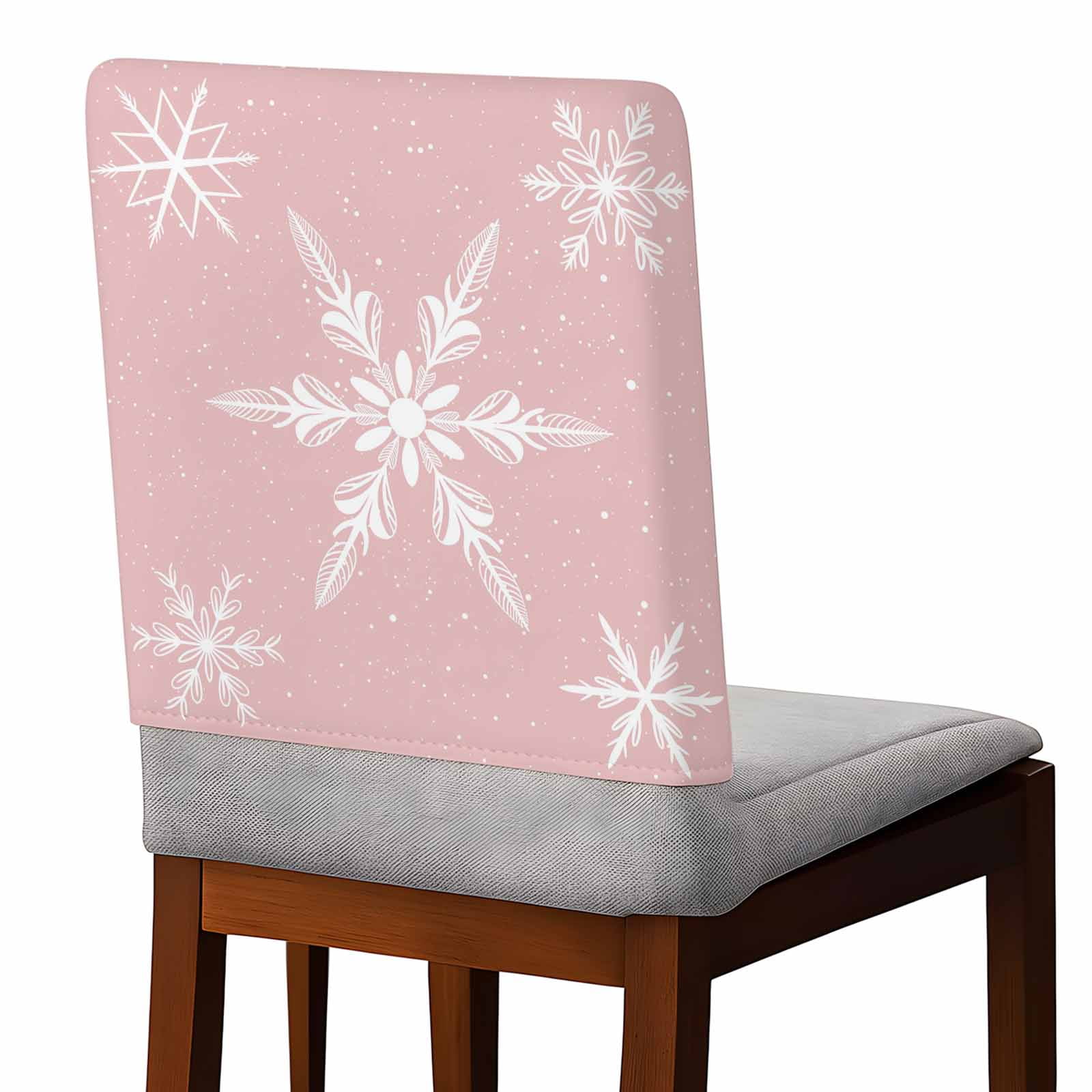 Christmas Snowflake Chair Covers Set of 1 Pink Winter Classic Texture ...