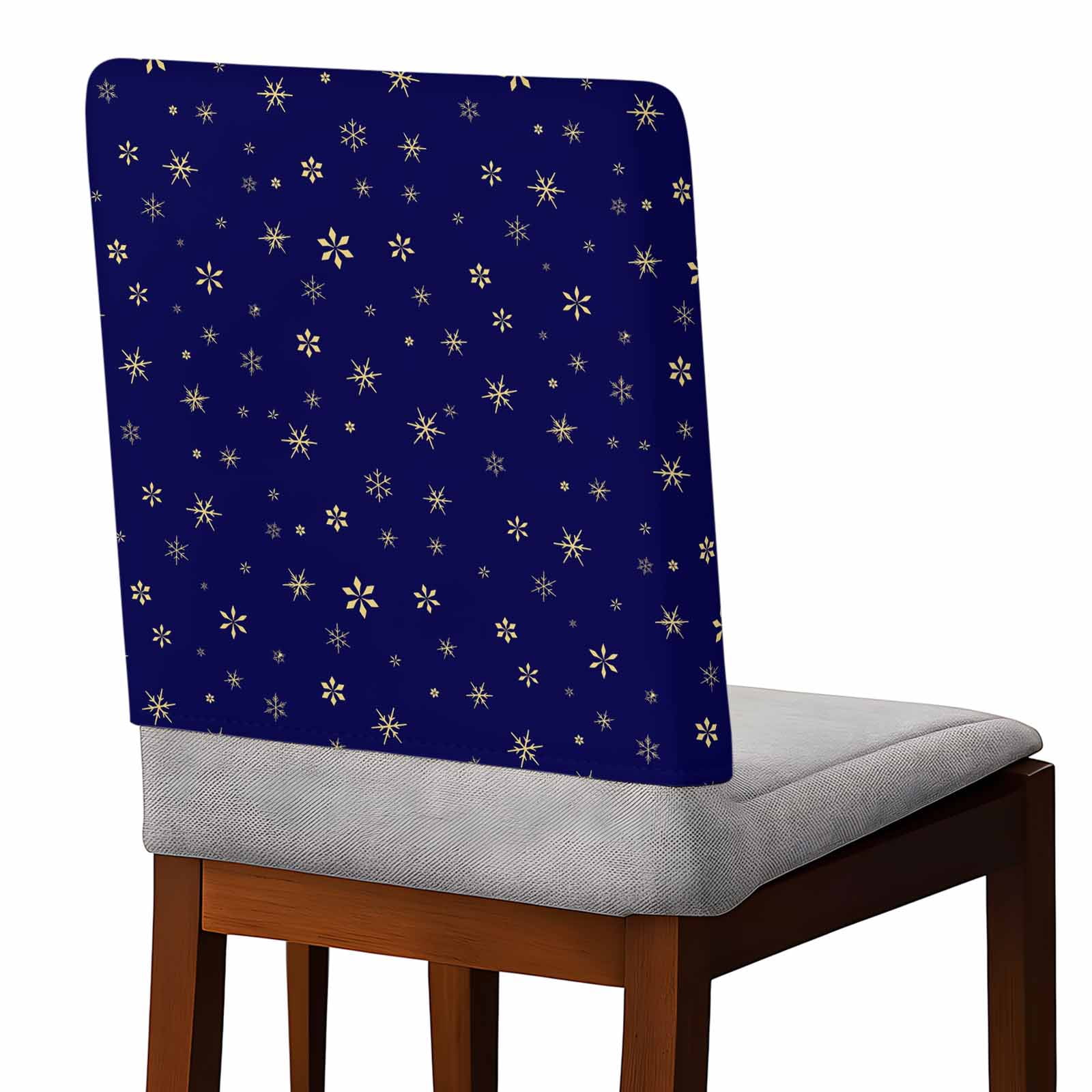 Christmas Snowflake Chair Covers Set of 8 Winter Blue Retro Texture ...
