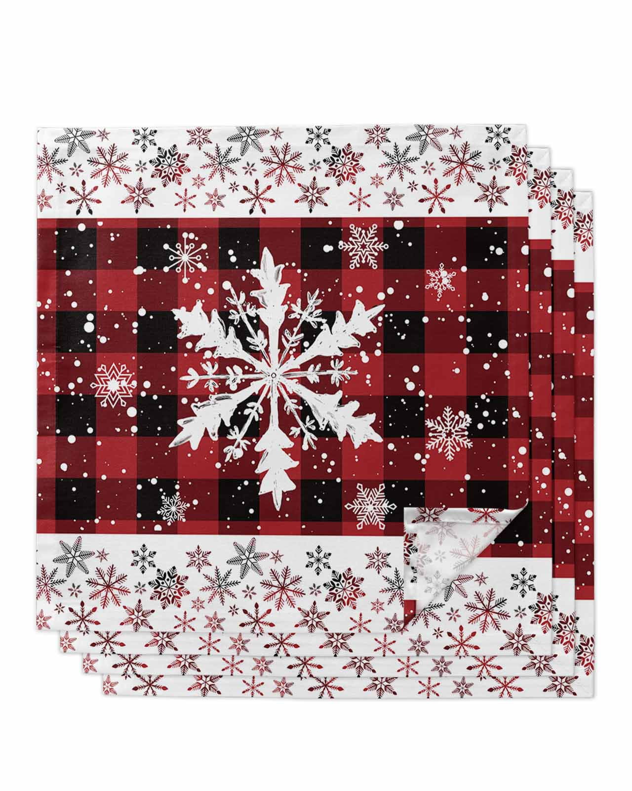 Christmas Snowflake Cloth Napkins Set of 4 Reusable Dinner Napkins ...
