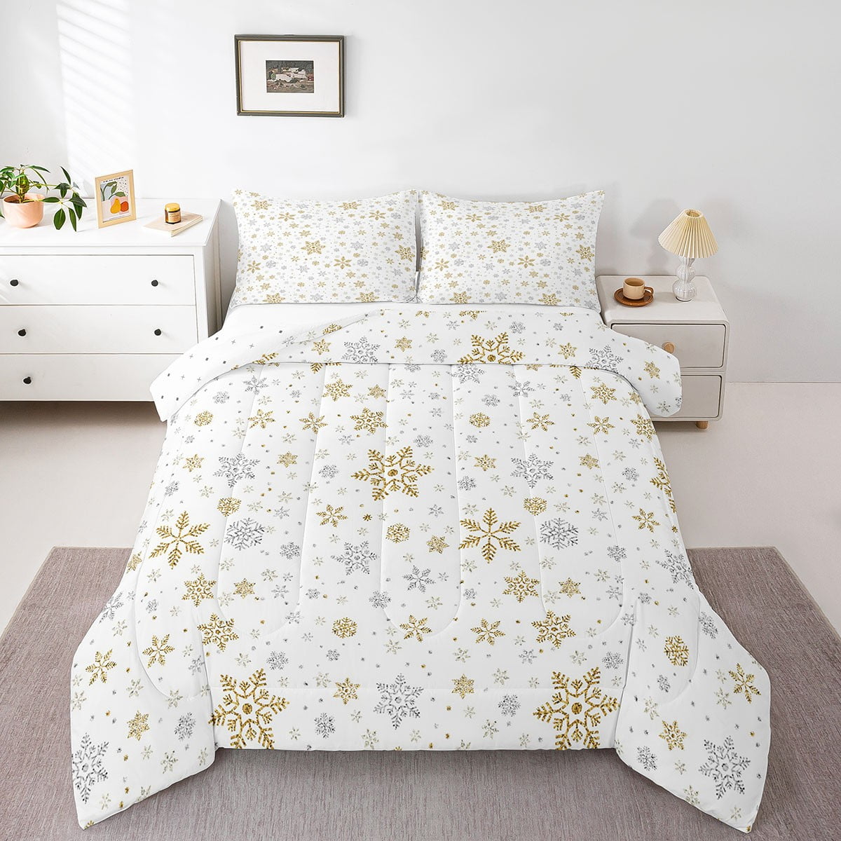 Christmas Snowflake Decorations Comforter Set For Kids Xmas Gifts ...