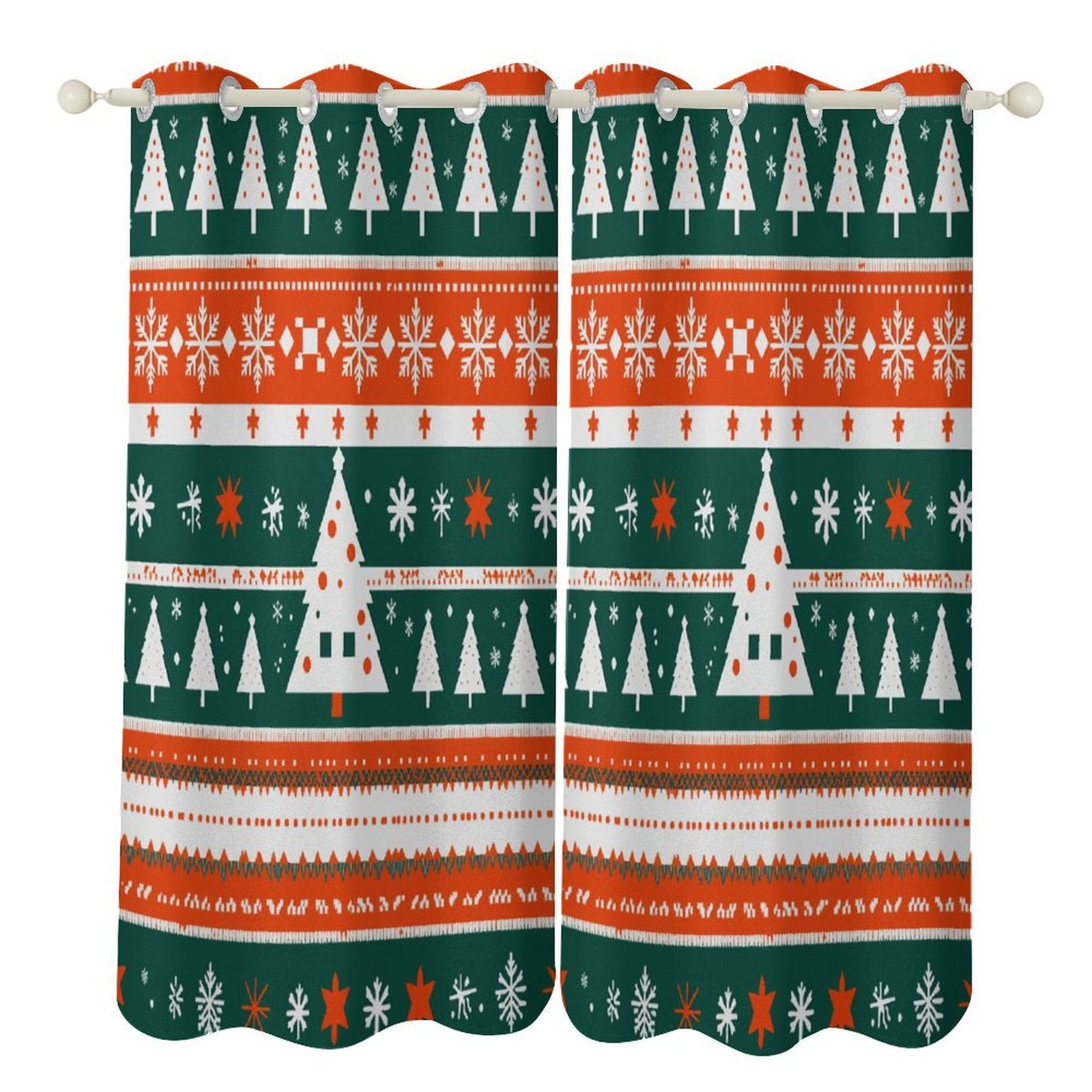 Christmas Snowflake Deer 2pcs Blackout Curtains For Living Room Bedroom ...