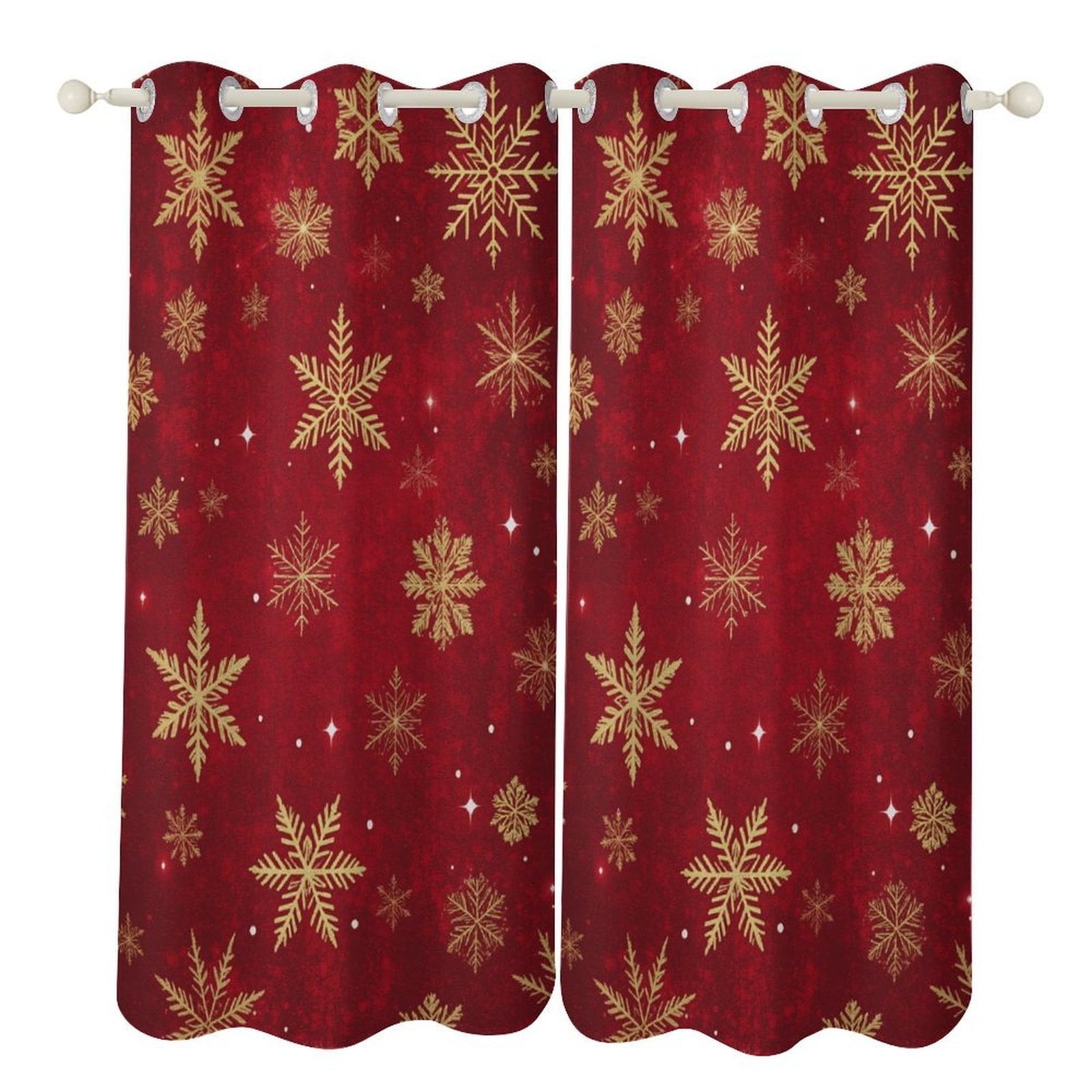 Christmas Snowflake Deer Blackout Curtain 3d Printed Window Curtain ...