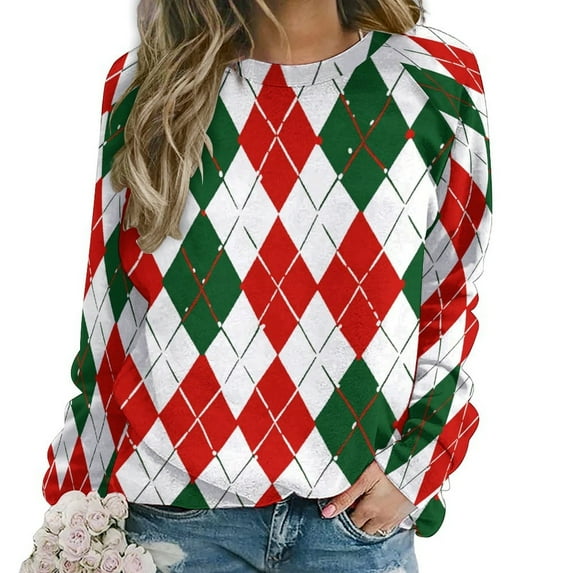 Christmas Snowflake Deer Fashion Round Neck Long Sleeve Printed Elegant ...