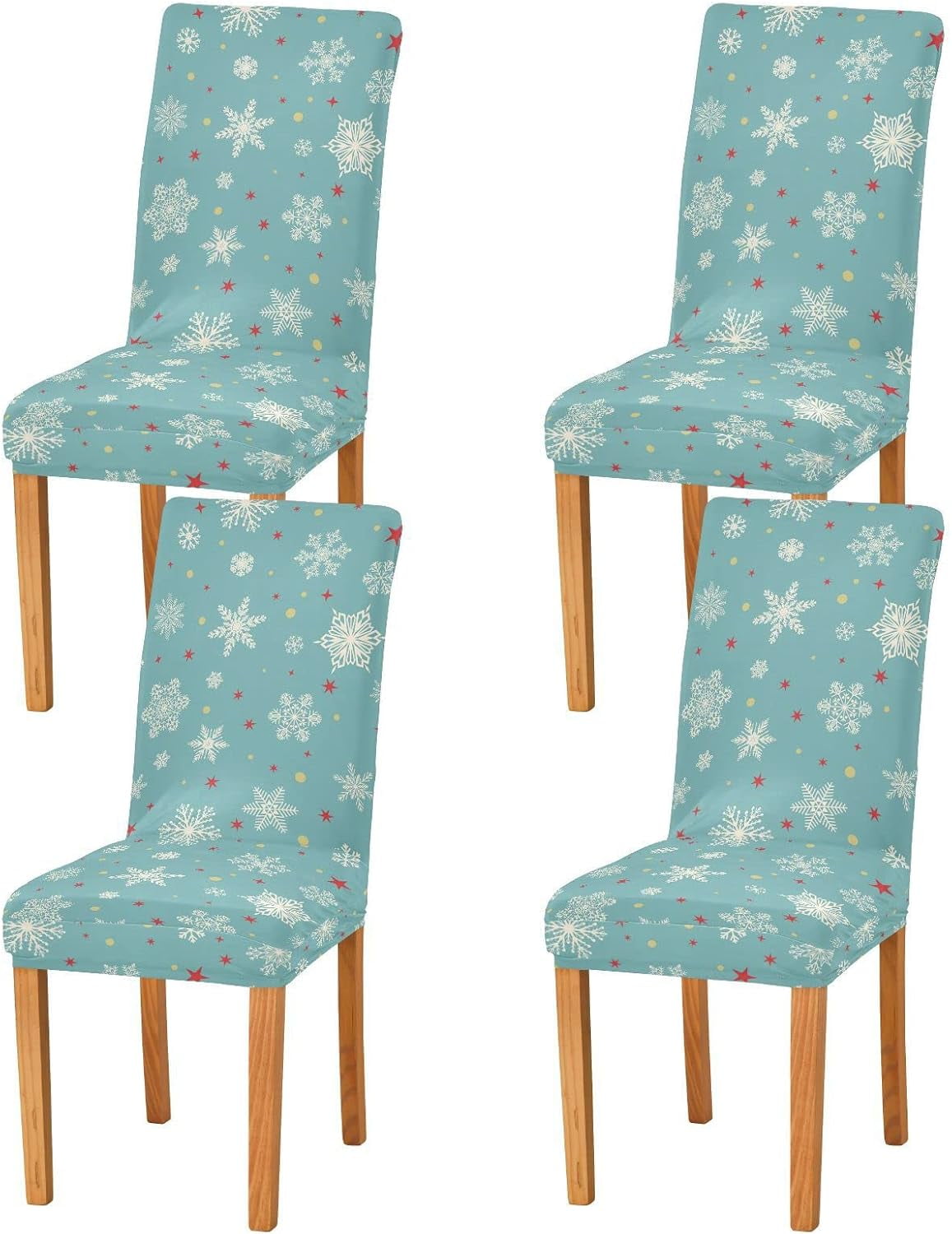 Christmas Snowflake Dining Chair Covers Set of 4, Stretch Kitchen Chair ...