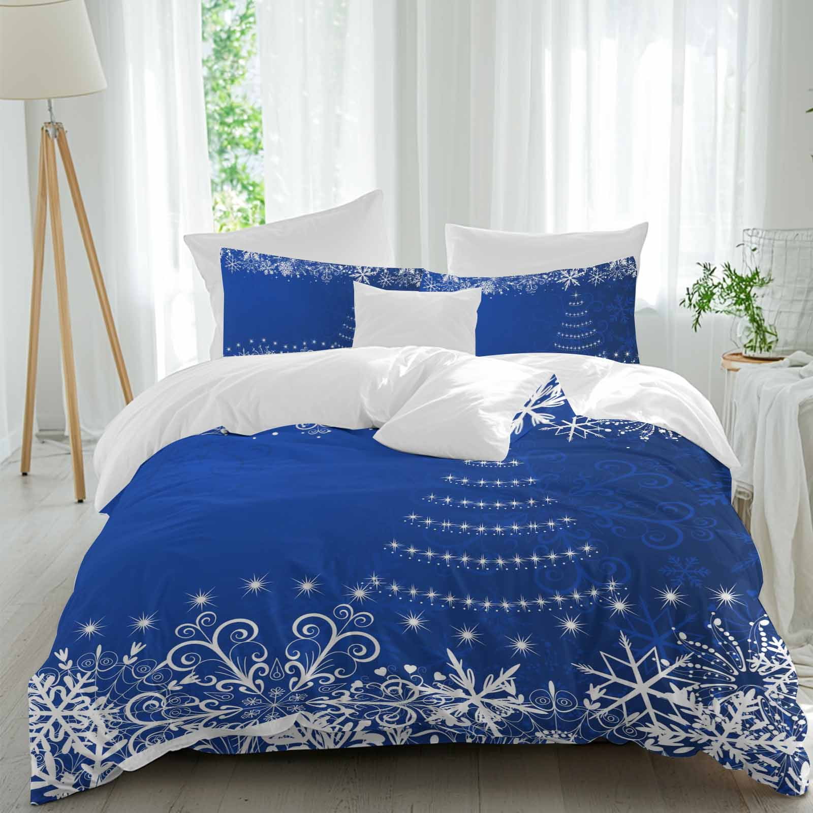 Christmas Snowflake Duvet Cover Set Twin Size, Abstract Geometric Xmas ...