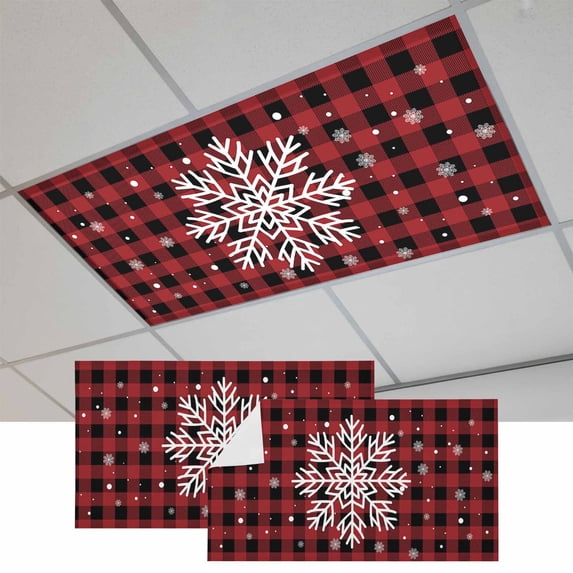 Christmas Snowflake Fluorescent Light Covers, Winter Snwoflake Red ...