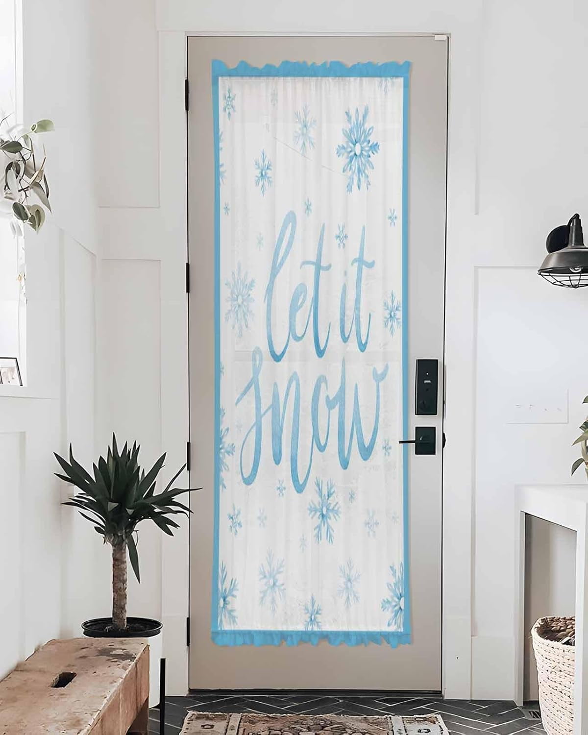 Christmas Snowflake French Door Curtain 25x72, Sheer Door Curtains for ...