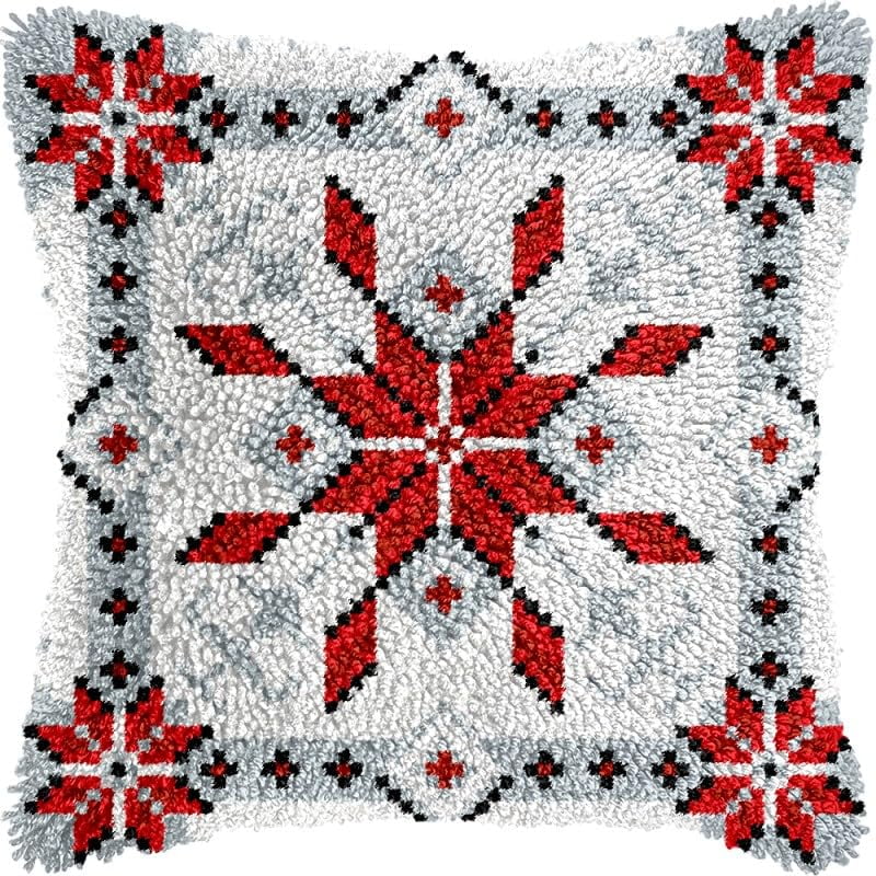 Christmas Snowflake Latch Hook Pillow Kits Pillow Cover with Pattern ...