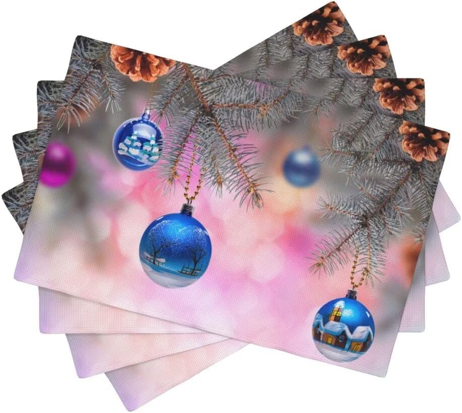 Christmas Snowflake Placemats, Seasonal Winter Holiday Pine Branchs ...