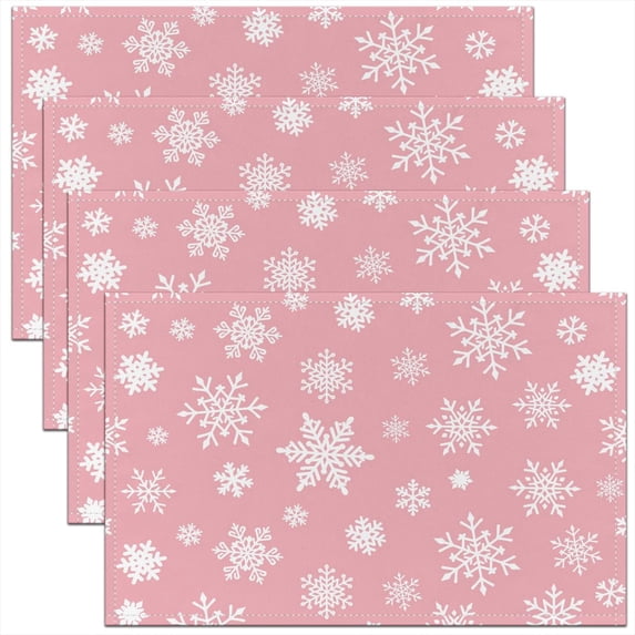 Christmas Snowflake Placemats Set of 4 Winter Snow Table Mats Xmas Pink ...