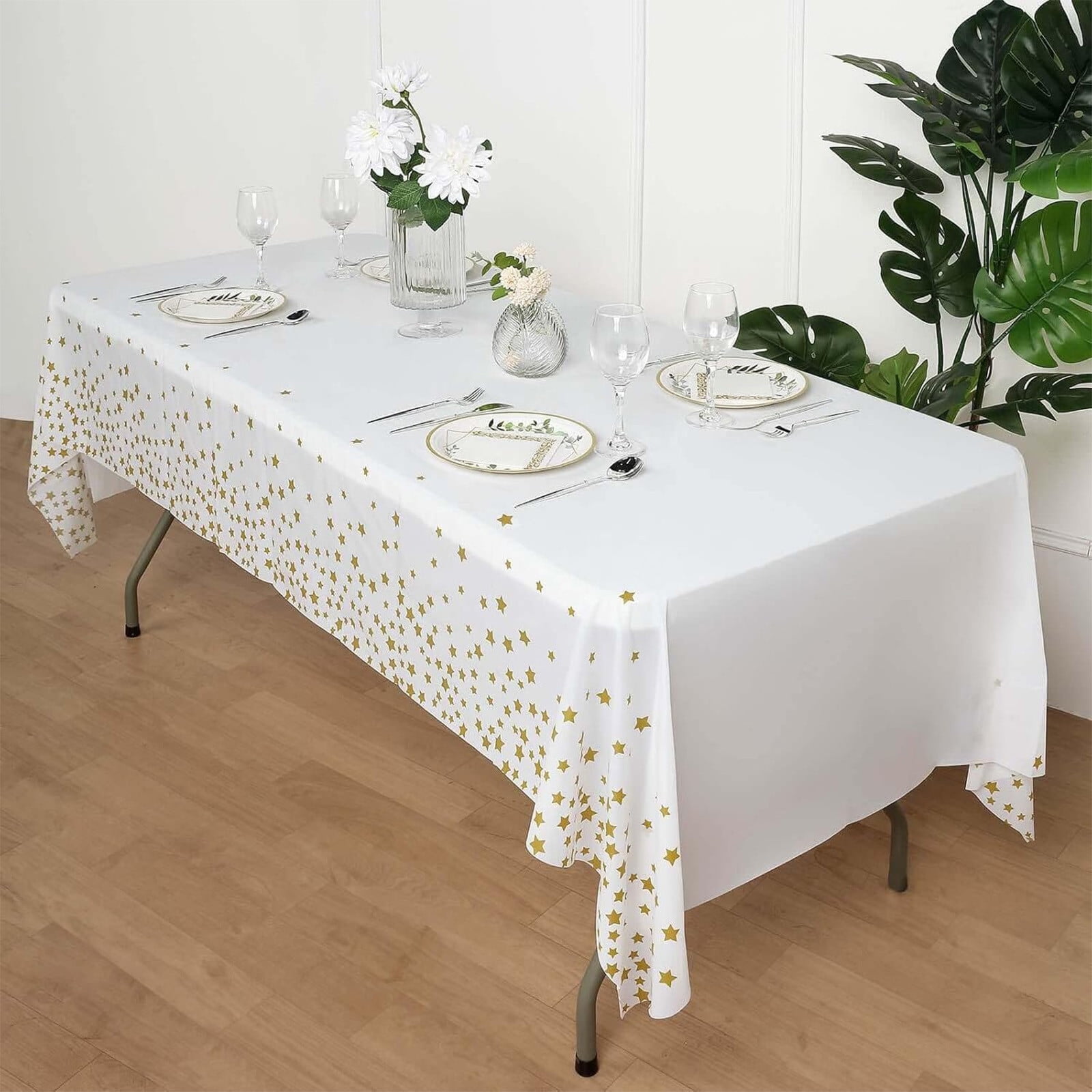 Christmas Snowflake Plastic Tablecloth Disposable Rectangular Party ...