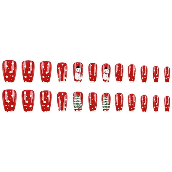 Christmas Snowflake Press on Nails, 24PC Glue-Free False Nails with 12 ...