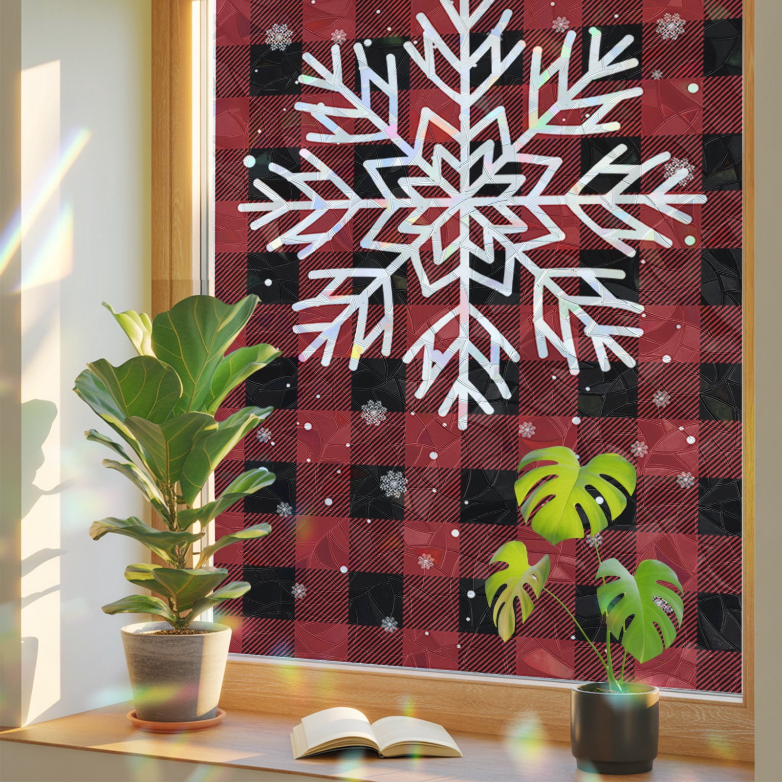 Christmas Snowflake Privacy Window Film, Decorative Stained Glass ...