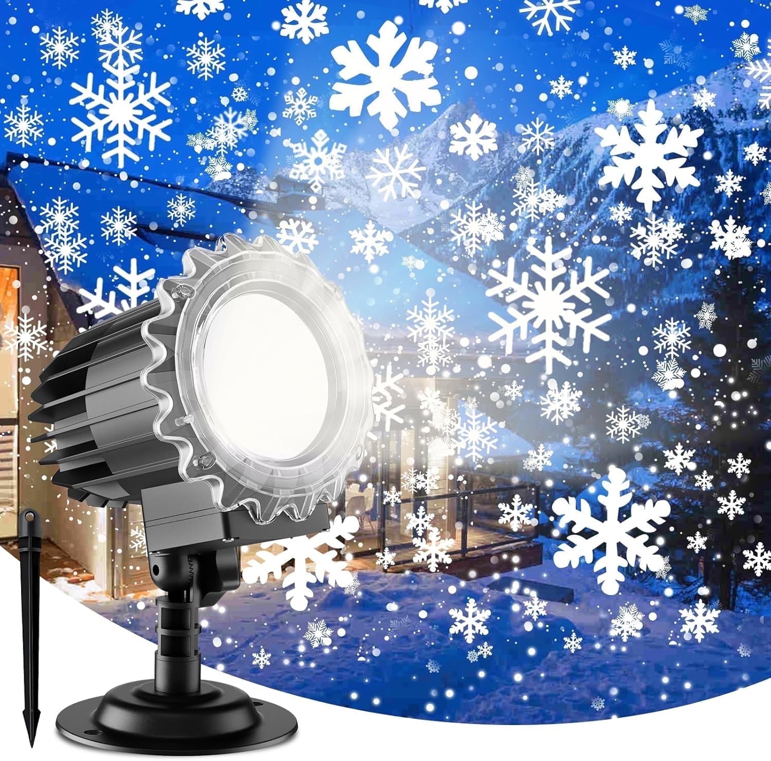 Christmas Snowflake Projector Lights, Indoor Outdoor Snowfall ...