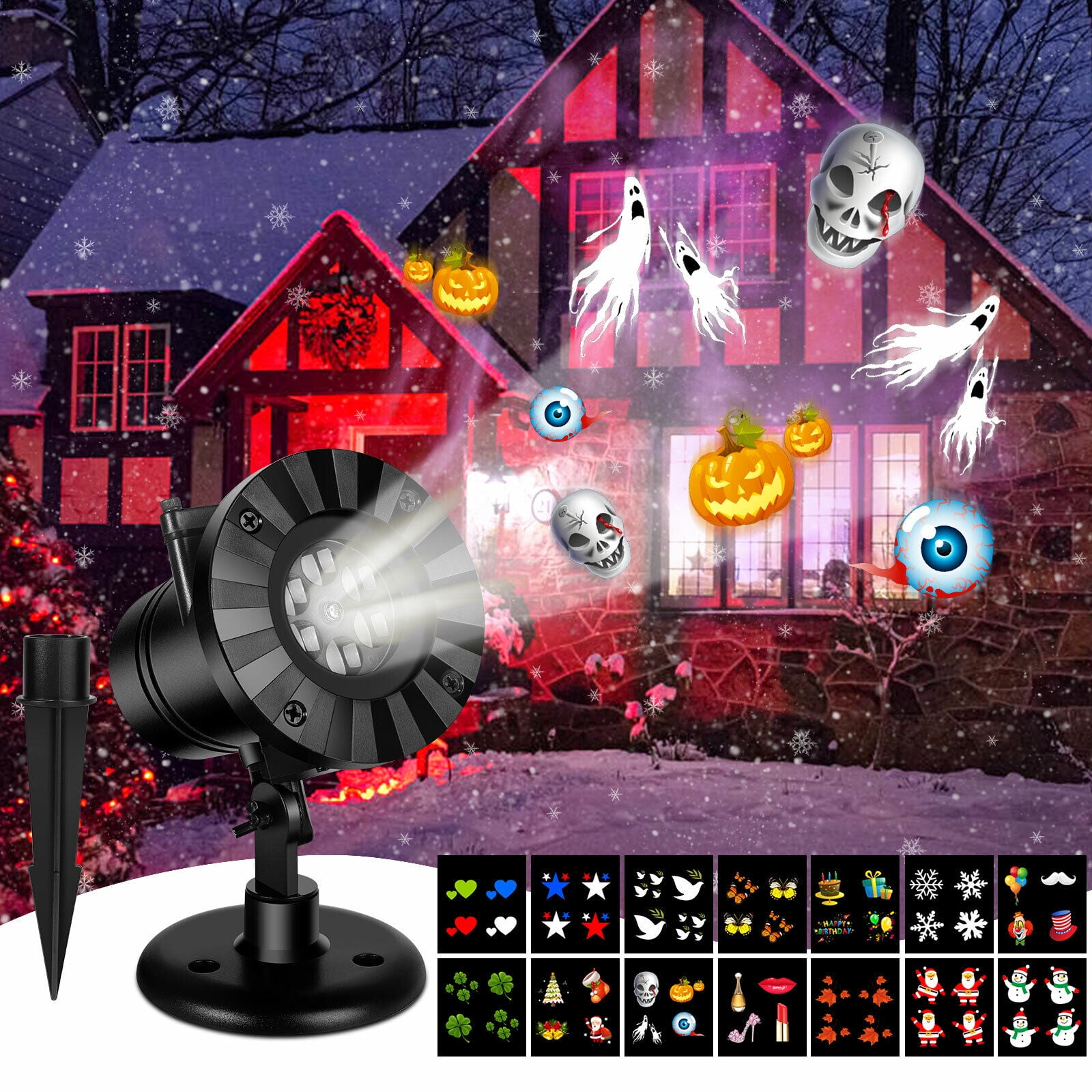 Christmas Snowflake Projector Lights Indoor Outdoor Waterproof LED ...