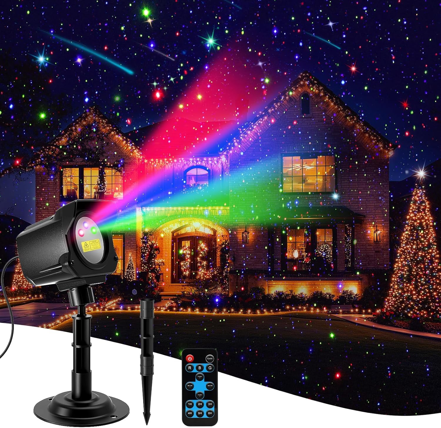 Christmas Snowflake Projector Lights Outdoor,Timer Setting Double Head ...