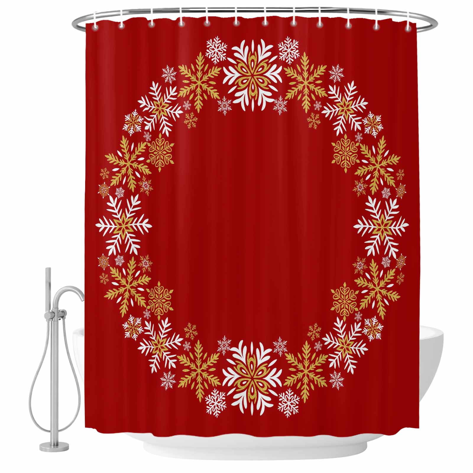 Christmas Snowflake Shower Curtain Set - Long 72" x 84" Washable ...