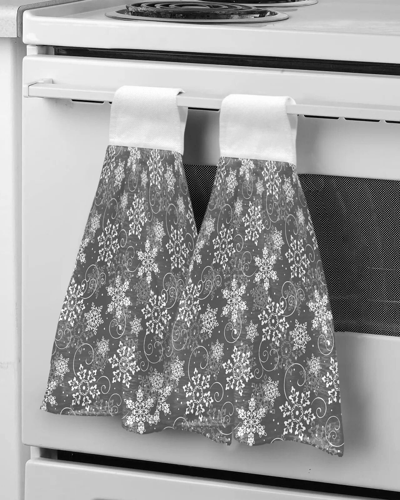 Christmas Snowflake Texture Gray Hand Towels Kitchen Microfiber ...