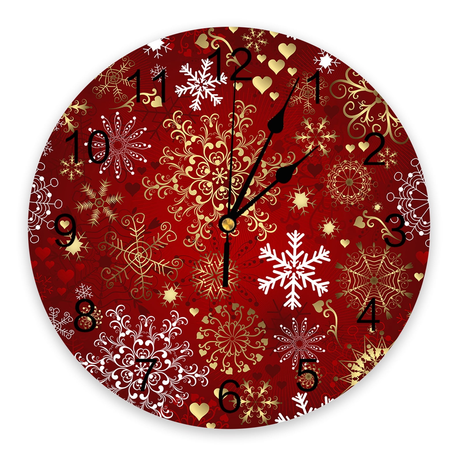 Christmas Snowflake Texture Round Wall Clock Modern Design Kitchen ...