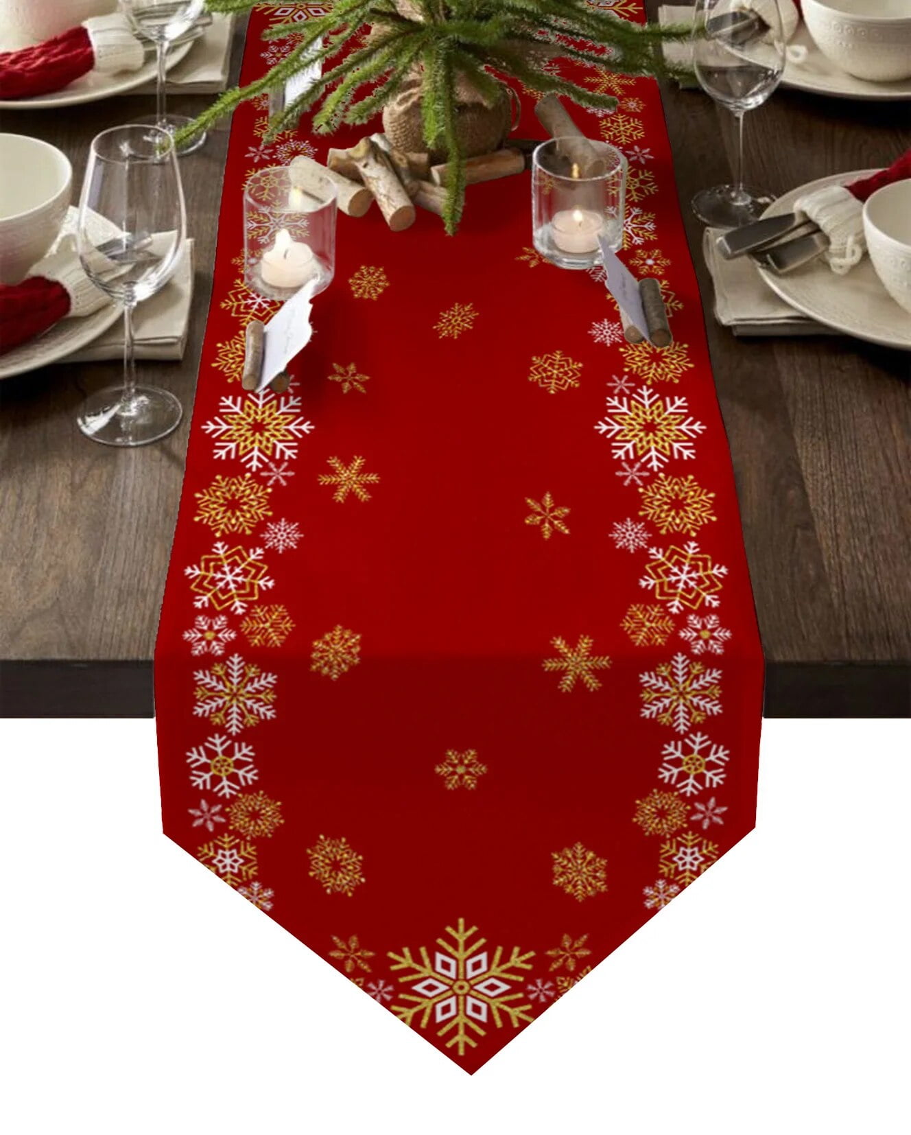 Christmas Snowflake Texture Table Runner Christmas Kitchen Dining Decor ...