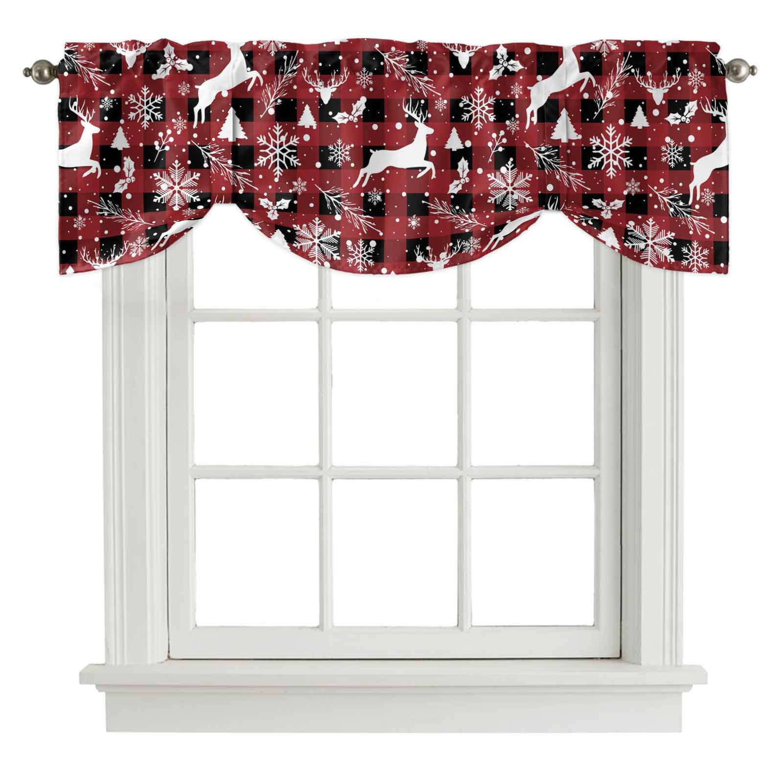 Christmas Snowflake Tie Up Valance Curtains for Windows, Kitchen ...
