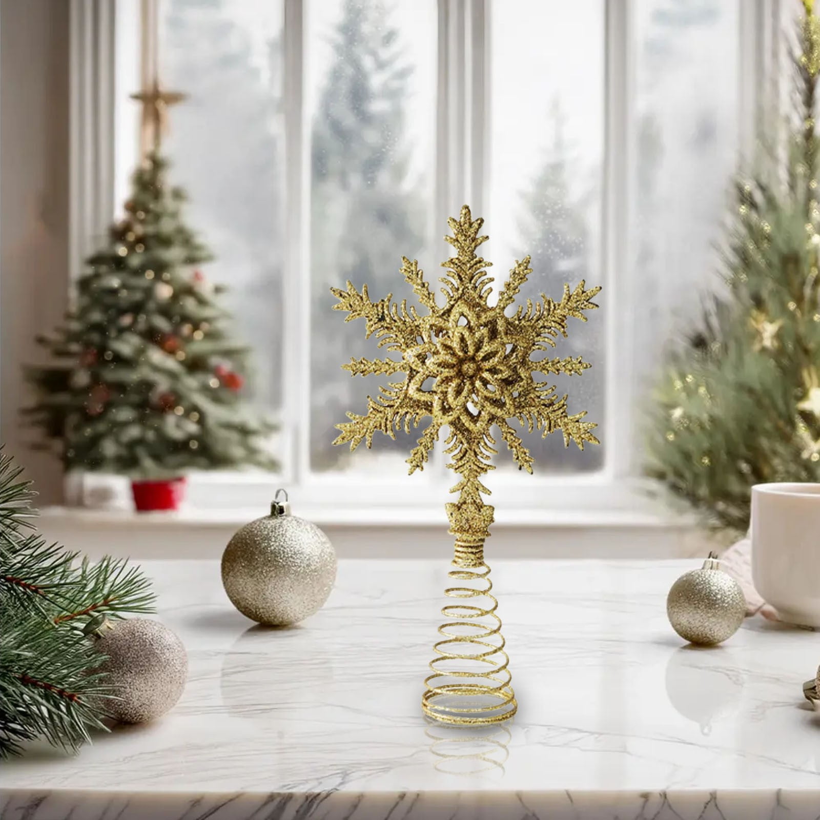 Christmas Snowflake Tree Top,Snowflake Treetop Star Ornaments,Five Star ...