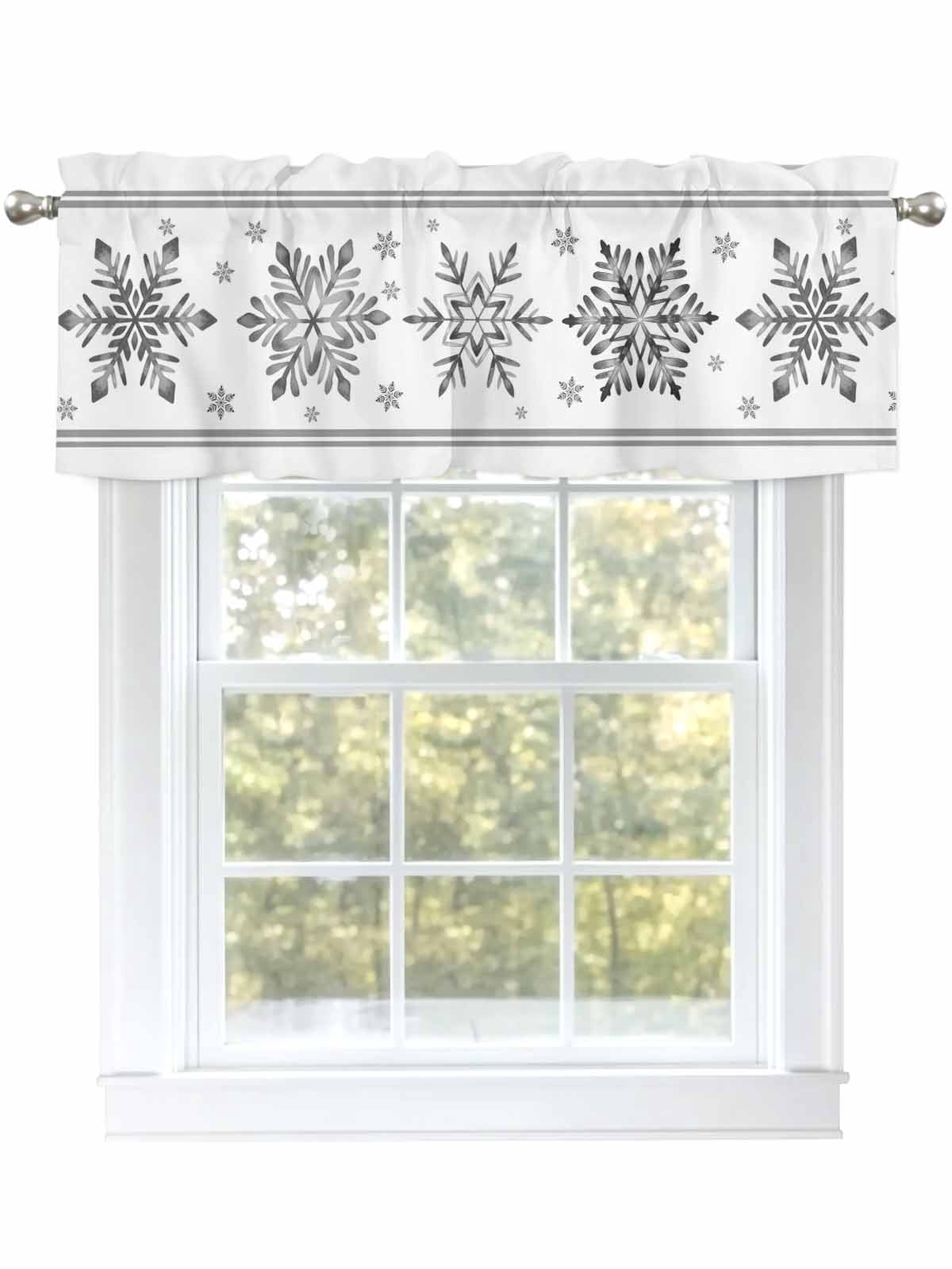 Christmas Snowflake Valances for Windows Grey Vintage Winter Vintage ...