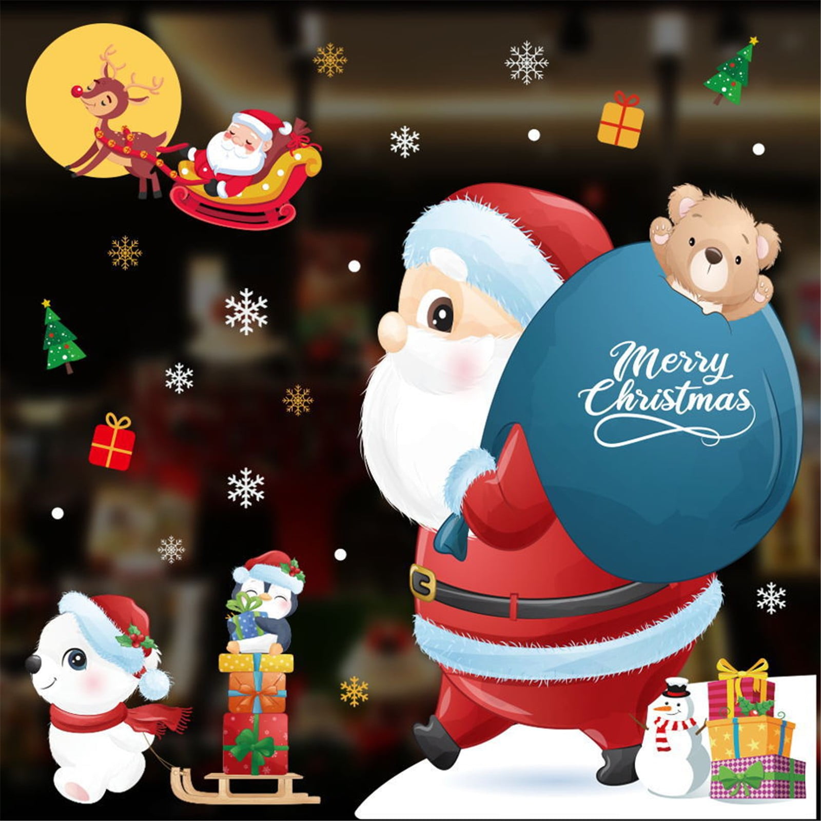 Christmas Snowflake Window Cling Stickers Glass Xmas Decals Decorations ...