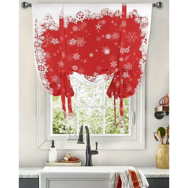 Christmas Snowflake Window Curtain for Living Room Home Decor Roman ...