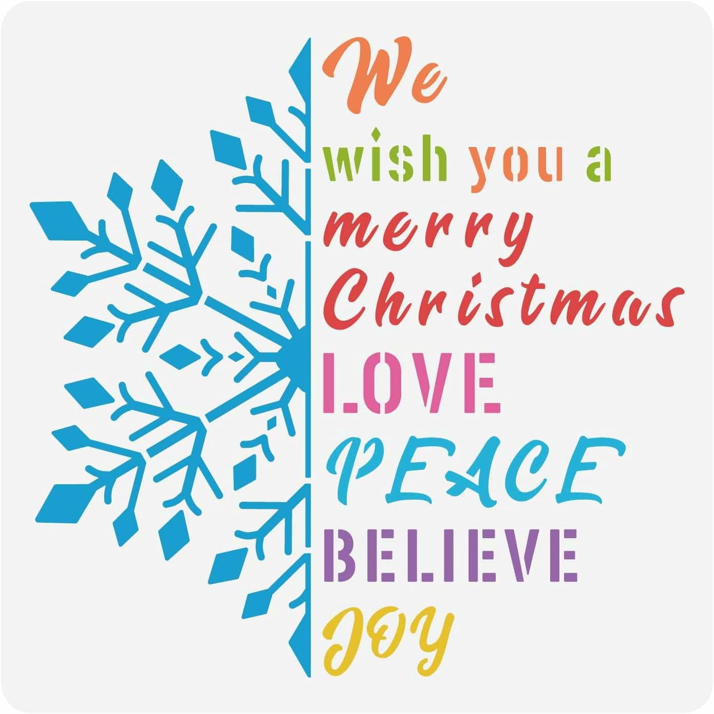 Christmas Snowflake Words Stencil 11.8x11.8inch Reusable Christmas ...