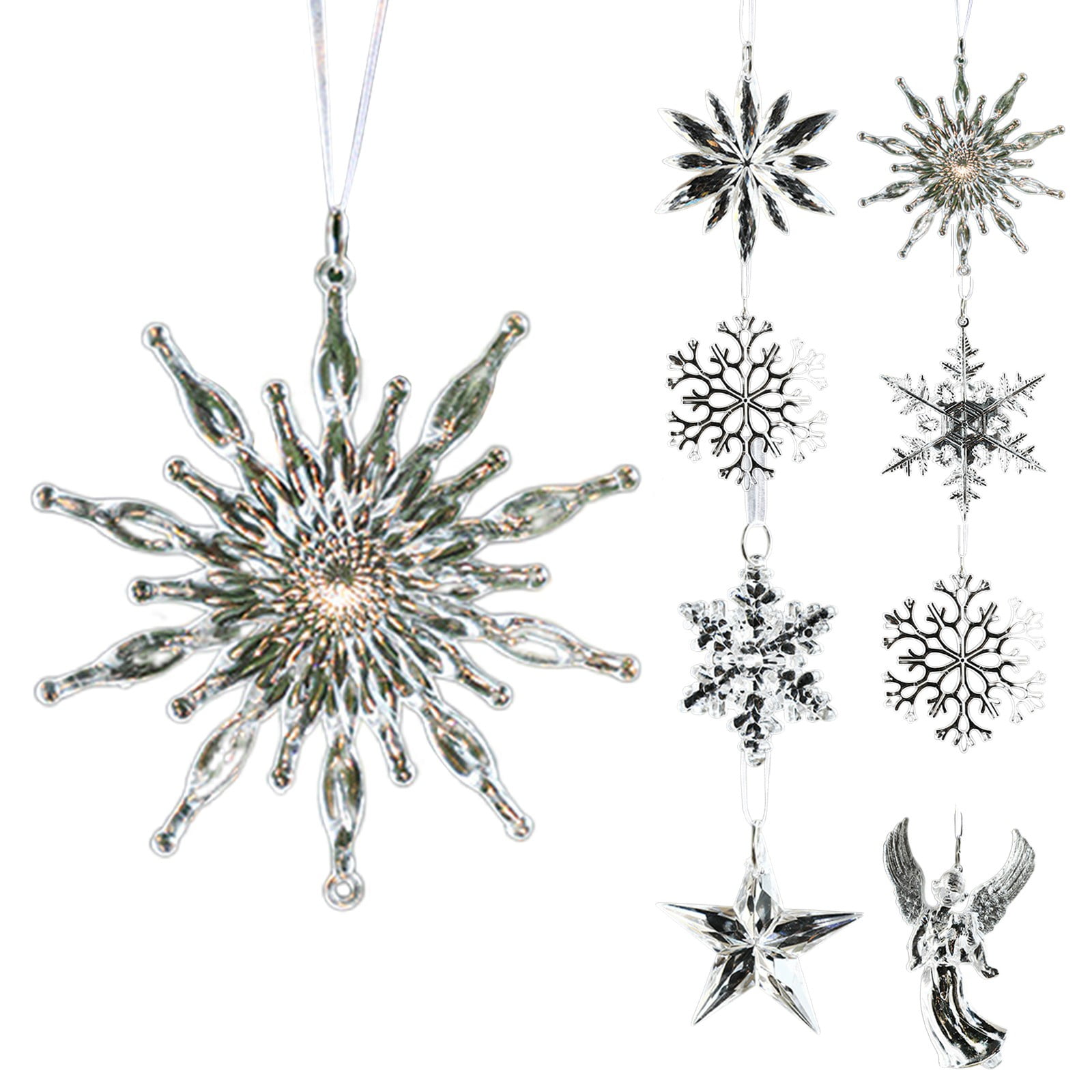 Christmas Snowflakes 2D Acrylic Transparent Ornament Snowflake Elk Ins ...