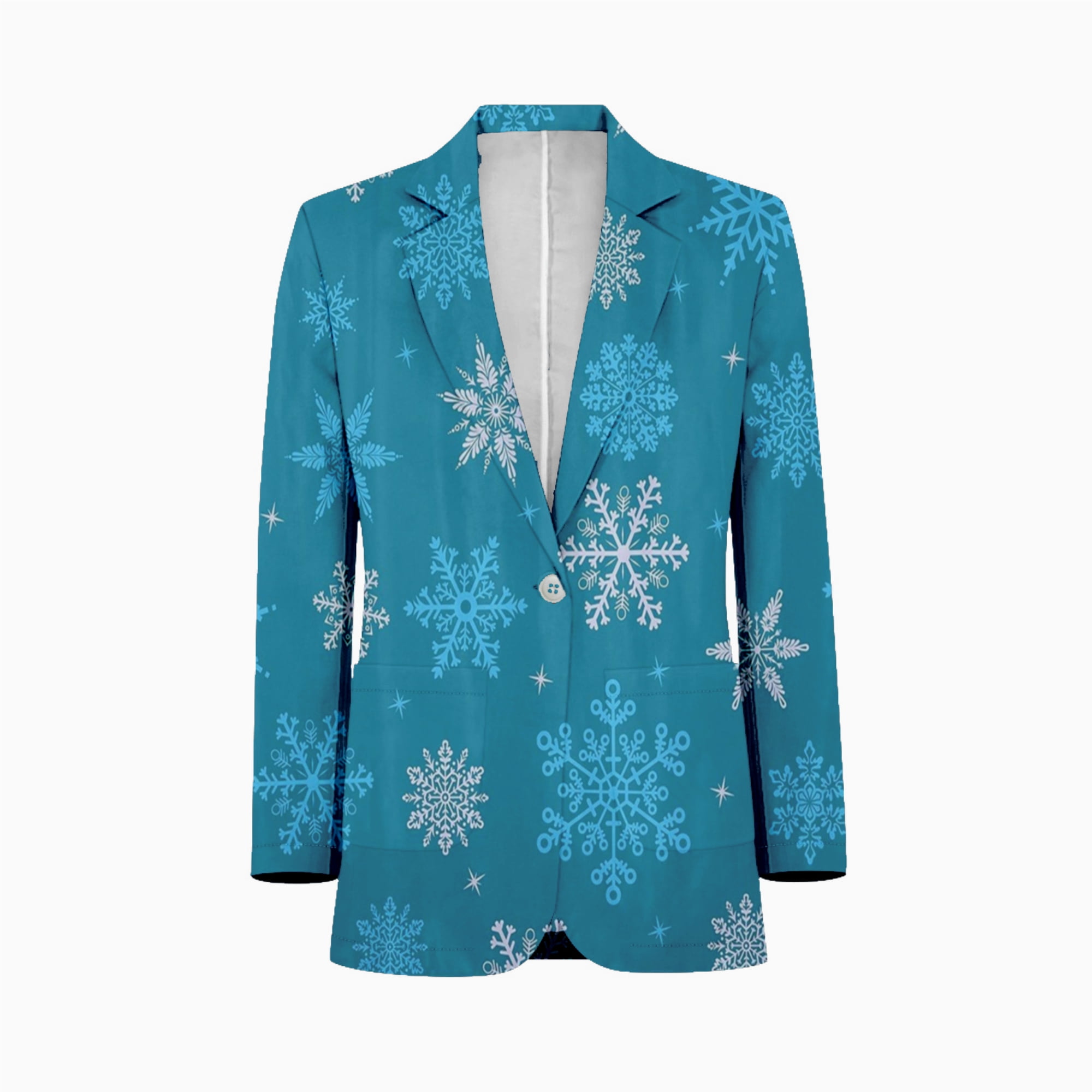Christmas Snowflakes Blue Mens Suits Shawl Collar Slim Fit Suit Mens ...