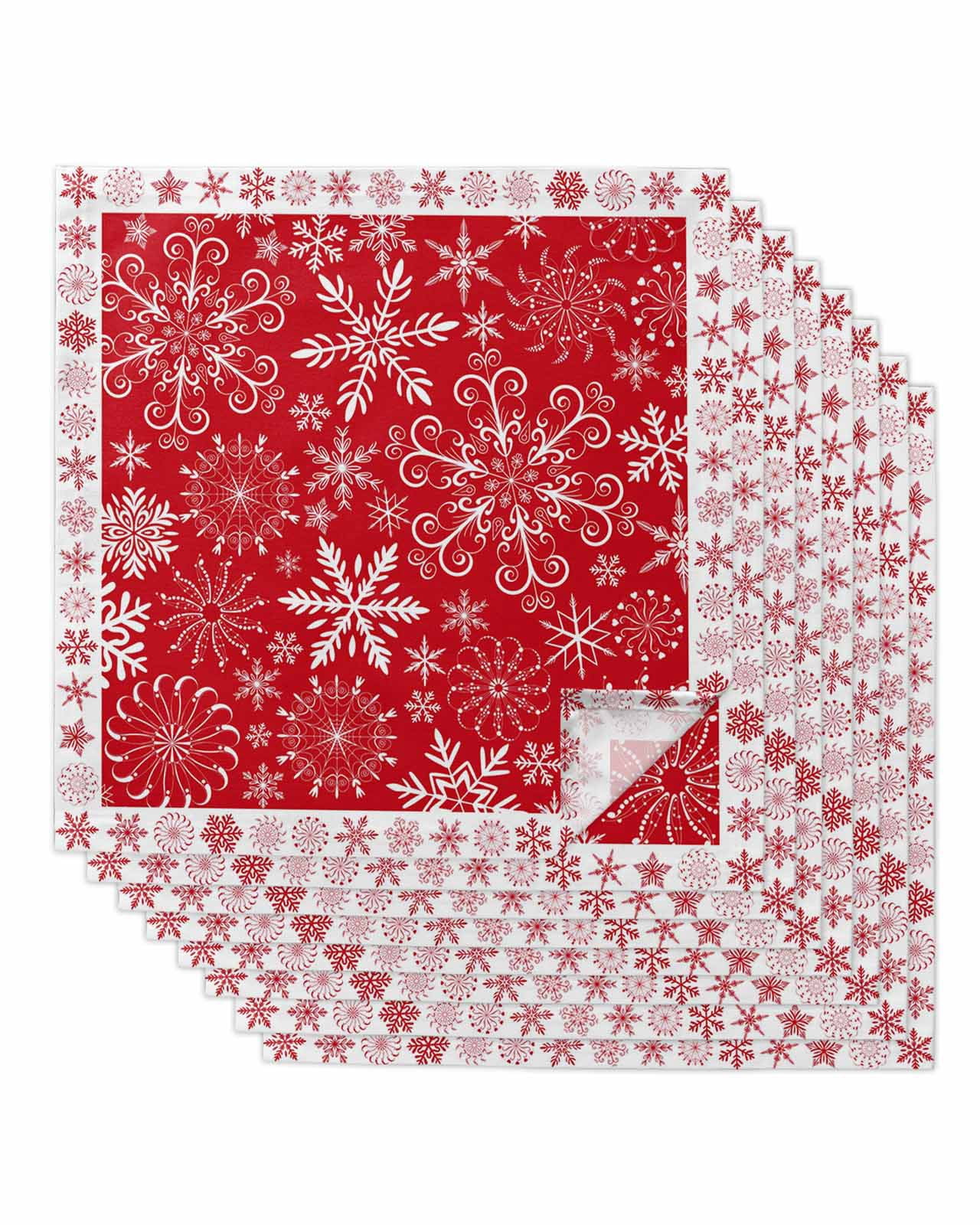 Christmas Snowflakes Cloth Napkins Set of 8 Reusable Dinner Napkins ...