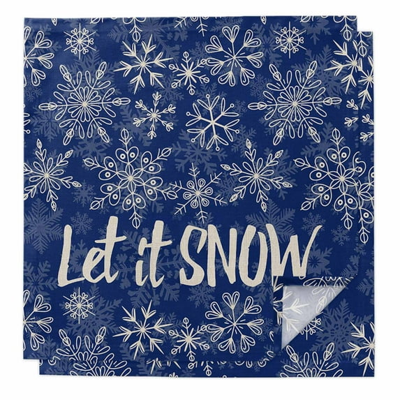 Christmas Snowflakes Cloth Napkins Washable Set of 2, Winter Xmas ...