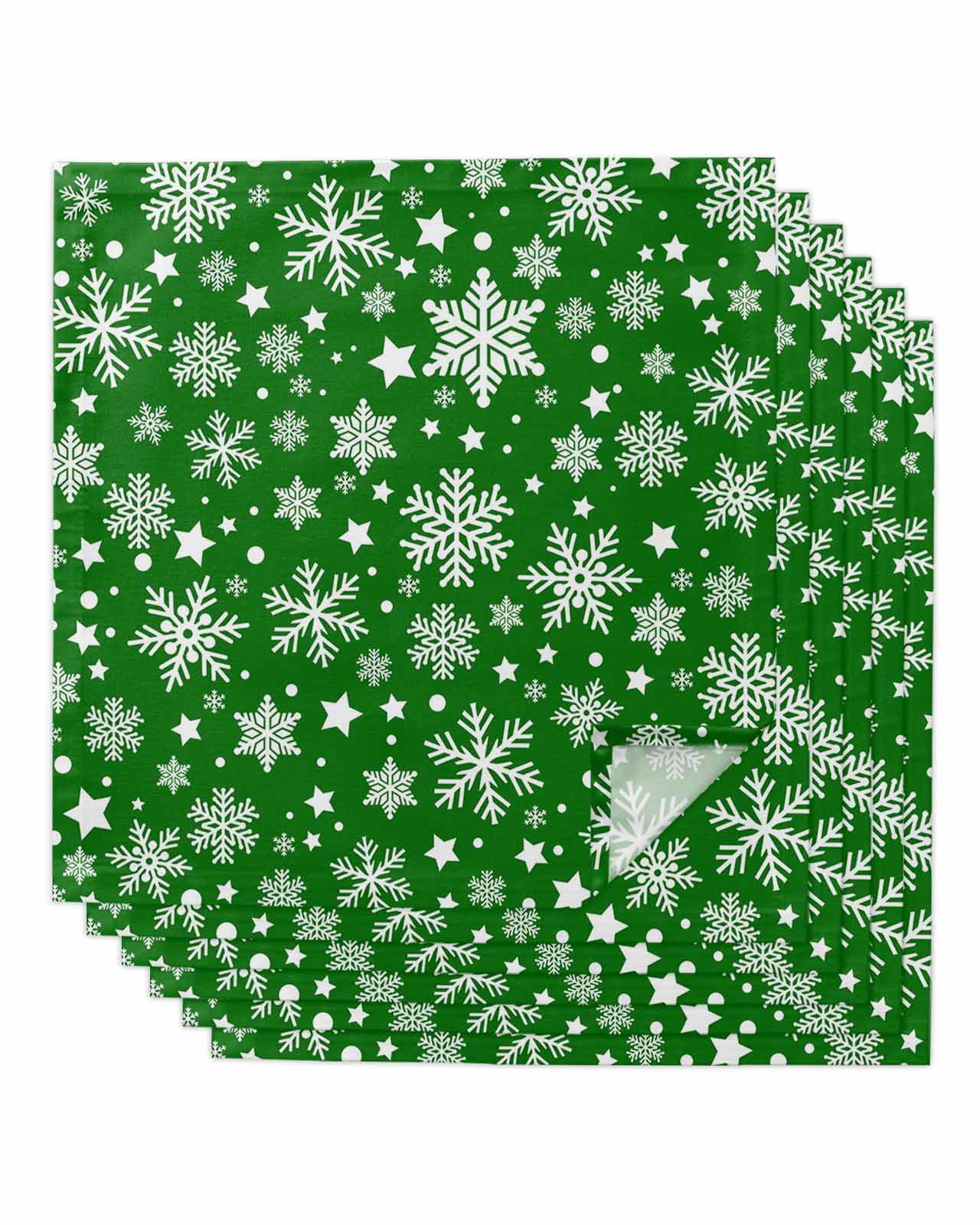 Christmas Snowflakes Cloth Napkins Washable Set of 6, Xmas Winter ...