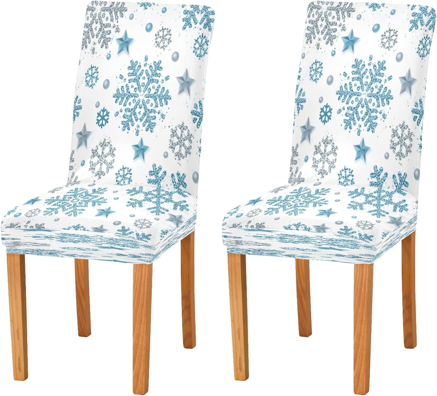 Christmas Snowflakes Dining Room Chair Covers Slipcovers Set of 4 ...