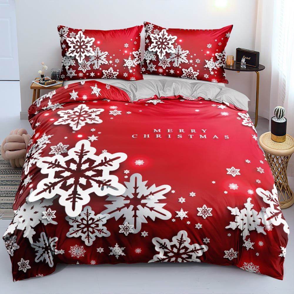 Christmas Snowflakes Duvet Cover Twin Full Queen King Size,Xmas Trees ...