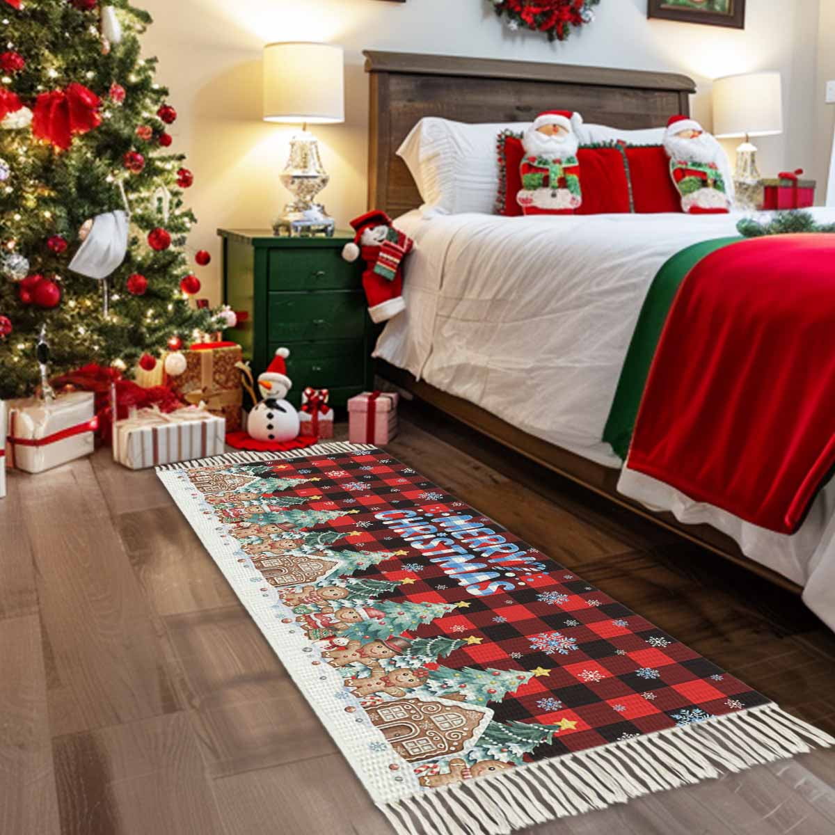 Christmas Snowflakes Entryway Runner Rug 2x4ft,Winter Gingerbread Man ...