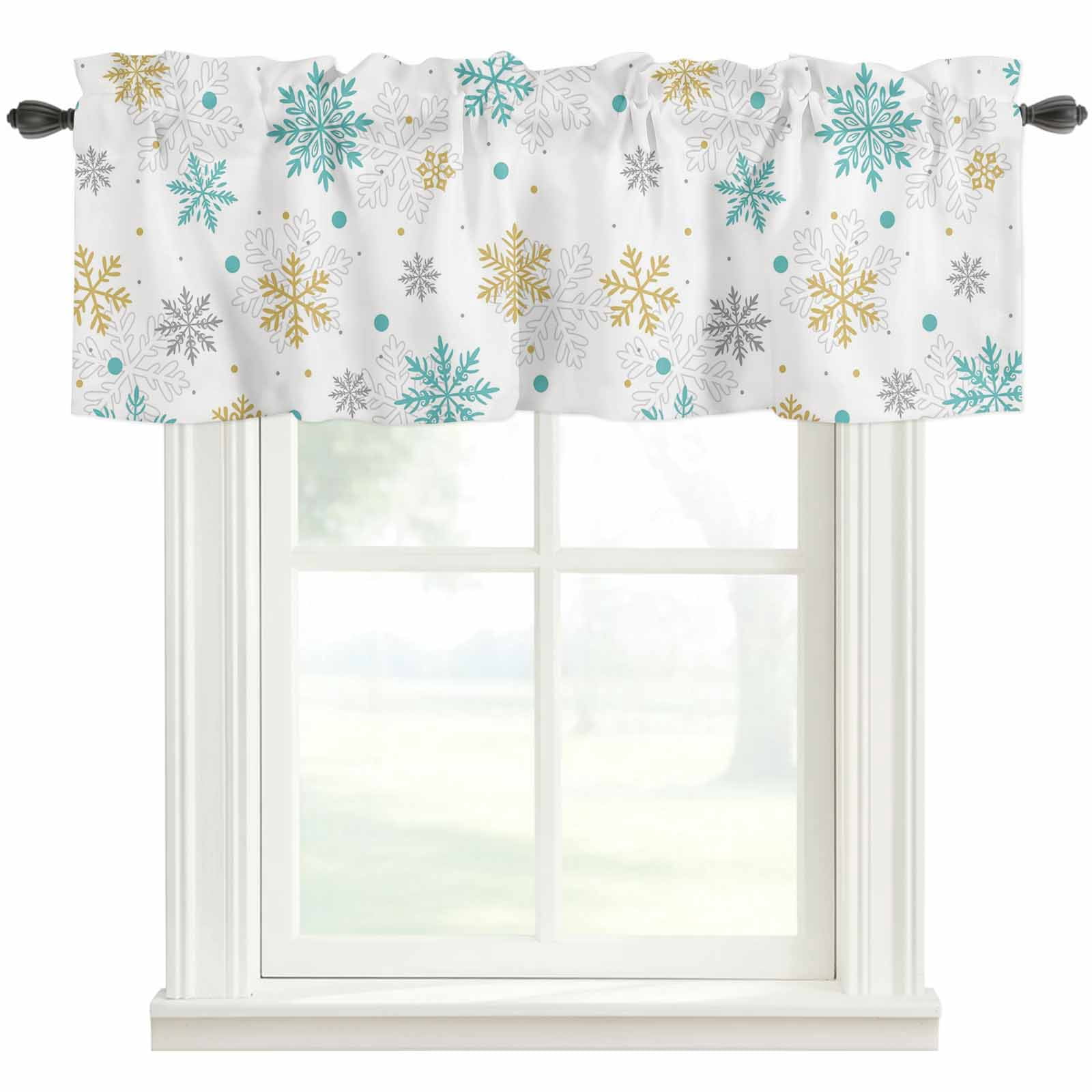 Christmas Snowflakes Farmhouse Short Window Curtain Valances, Winter ...