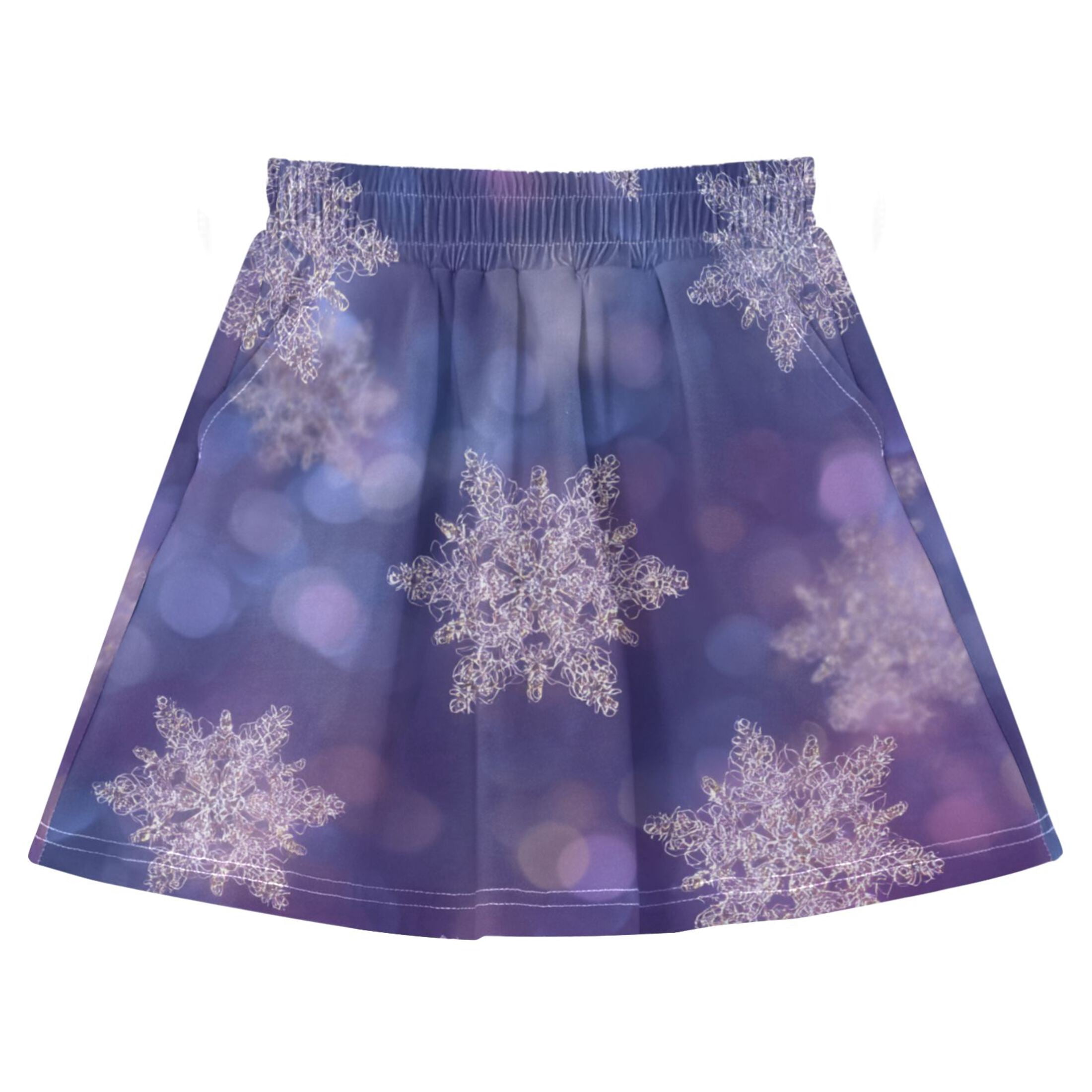 Christmas Snowflakes Flash Spots Purple Background Girls' Skirts A-Line ...
