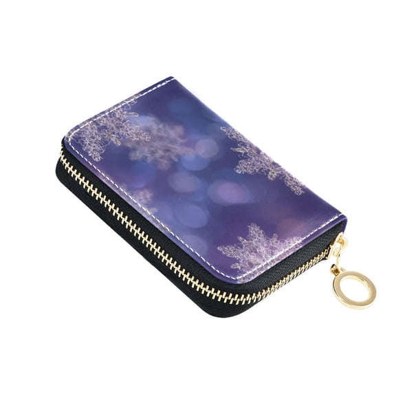 Christmas Snowflakes Flash Spots Purple Background Women's Credit Card ...