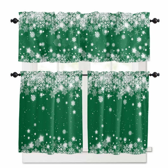 Christmas Snowflakes Kitchen Curtains Valances and Tiers Set of 3 ...